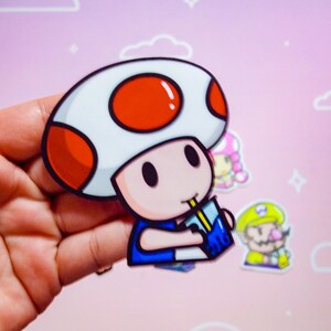 Mario X Boba Vinyl Sticke NEW ART | Luigi Wario Waluigi Peach Toadette ...