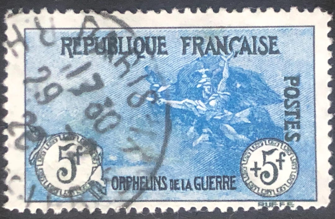 1917 France Stamp 5f + 5f Orphans Marseillaise SG.377 Cat: 3500 Euro - Etsy