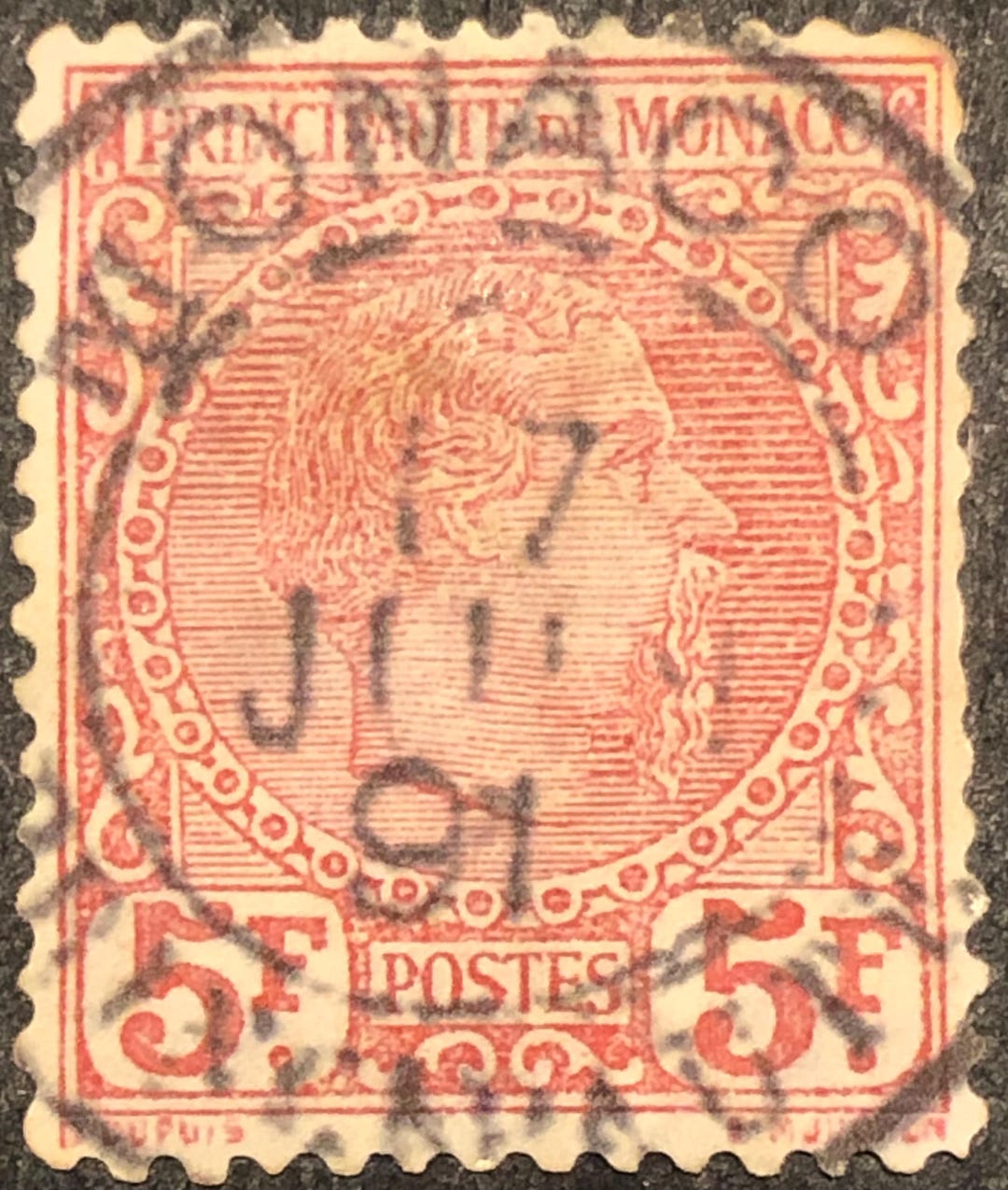 Prince Charles III, Monaco Stamp 1885, France 5f Cat: 2800 Euro, Cat ...