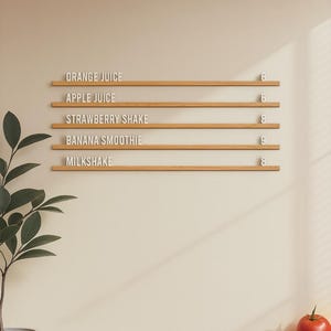 Rustic Wooden Wall Menu Board, Handmade Café & Restaurant Decor With ...