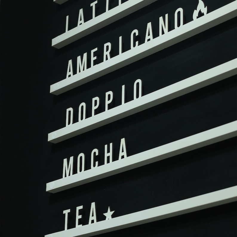 Café Wall Menu Board – Handmade Wooden Rails With Changeable Letters ...