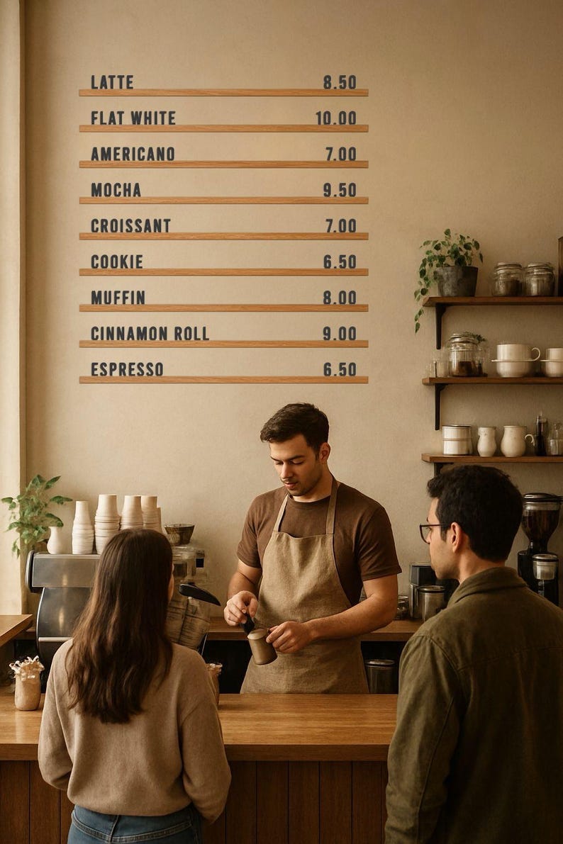Café Wall Menu Board – Handmade Wooden Rails With Changeable Letters ...