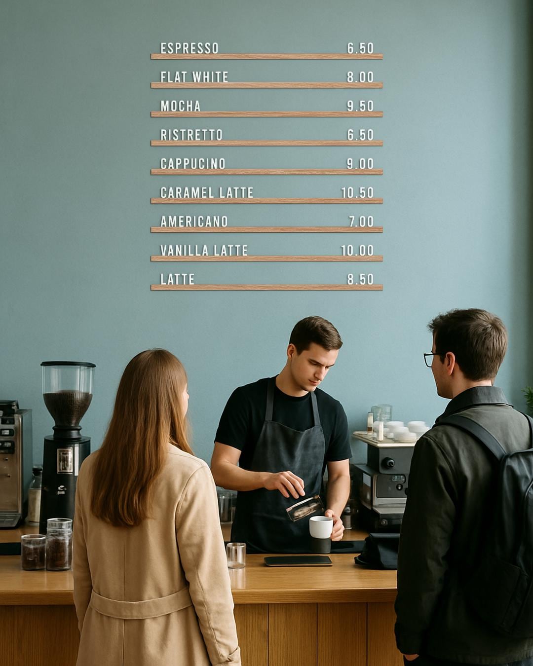 Large Wooden Wall Menu Board, 100cm Rails + 5cm Letter Sets, Café, Bar ...