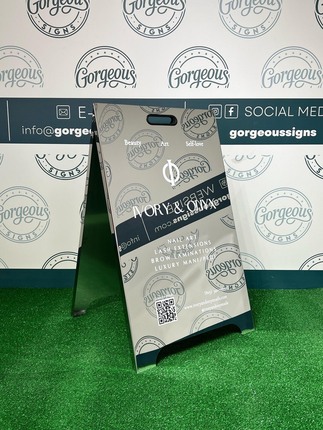 Custom Metal A Frame Sidewalk Sign Double Sided Pavement Board Modern ...