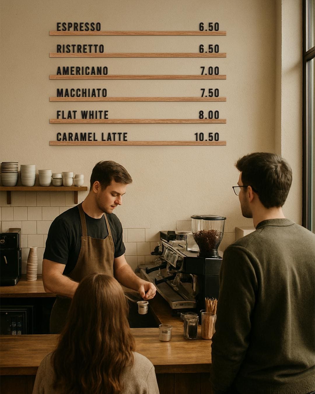 Café Wall Menu Board – Handmade Wooden Rails With Changeable Letters ...