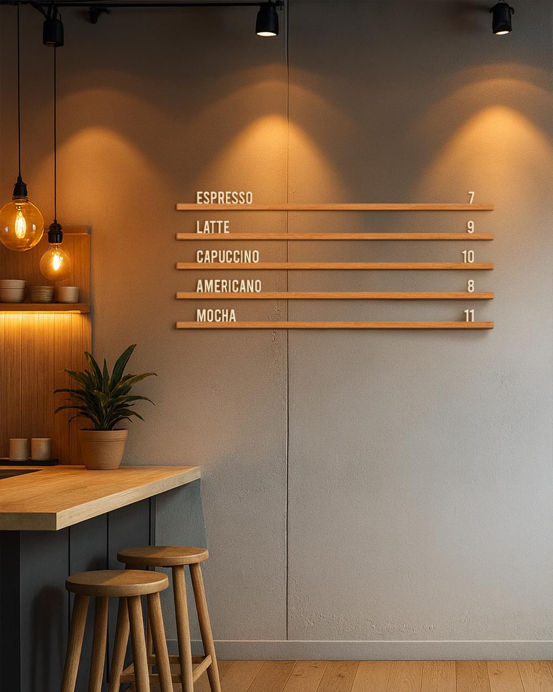 Handmade Wooden Menu Board, 100cm Wall Rails With Letter Sets, Oak ...
