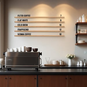 Restaurant Menu Board, Wall Mounted Wooden Rails, Cafe Coffee Shop Menu ...