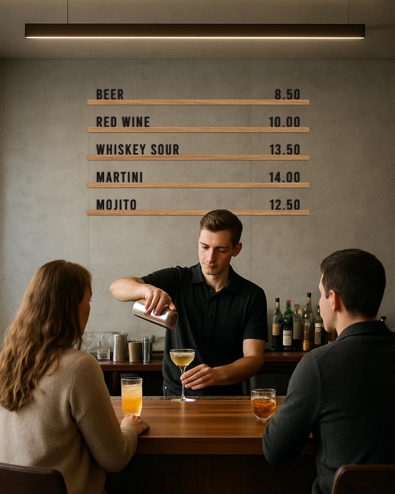 Handmade Wooden Menu Board, 100cm Wall Rails With Letter Sets, Oak ...