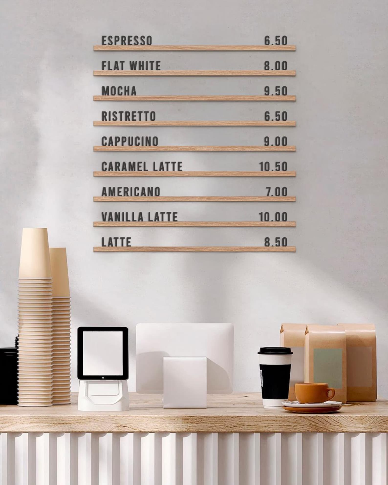 100cm Wooden Wall Menu Board – 5cm Letter Set – Oak, White or Black ...
