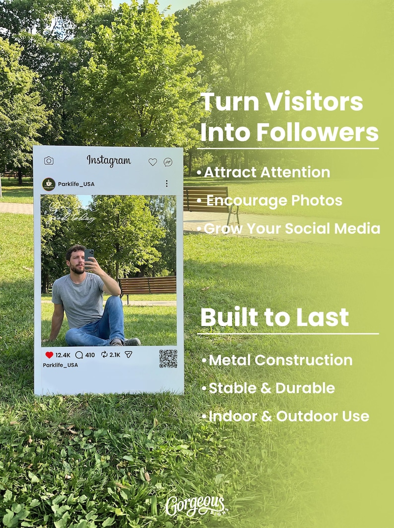 Luxury Metal Selfie Frame Sign – Custom Social Media Display With QR ...