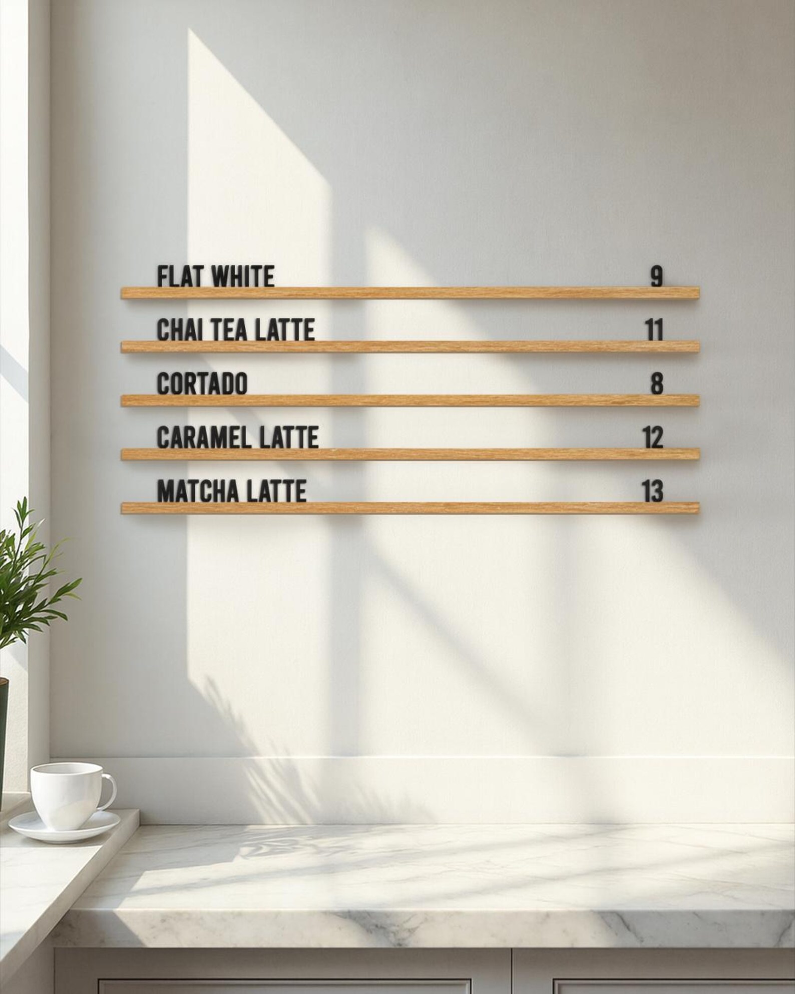 100cm Wooden Wall Menu Board – 5cm Letter Set – Oak, White or Black ...
