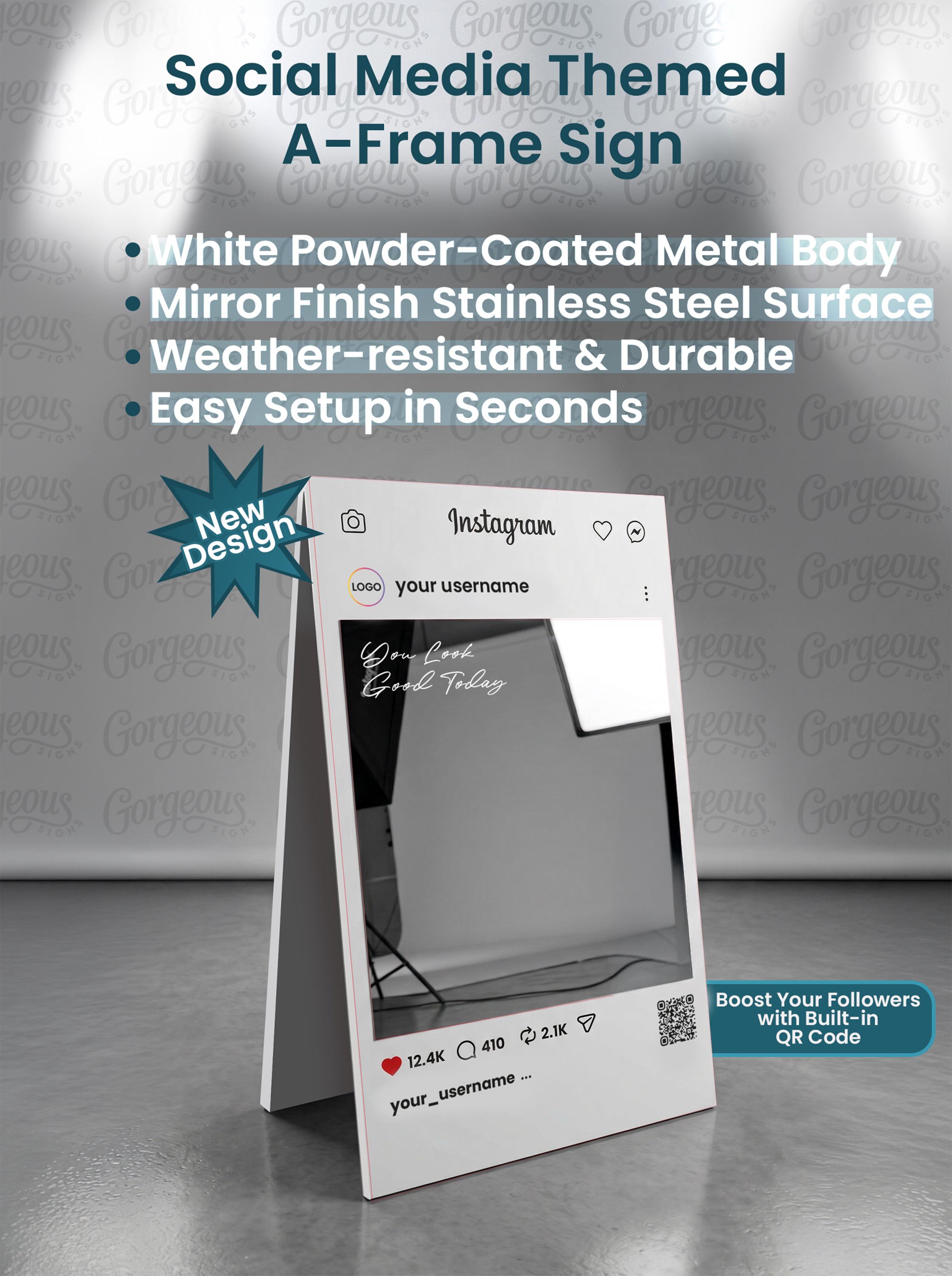 Luxury Metal Selfie Frame Sign – Custom Social Media Display With QR ...