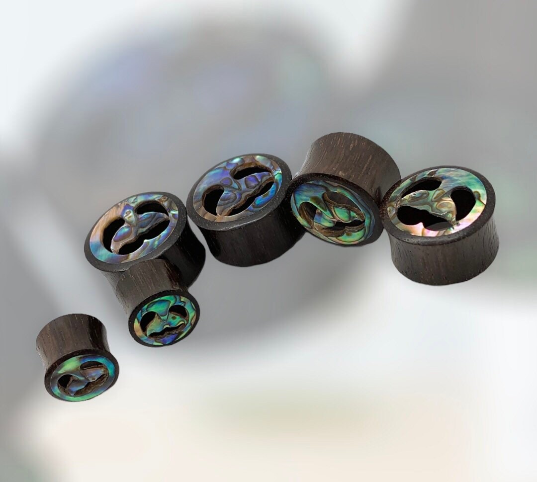 Real Gauge, Natural Organic Wood, Abalone Shell, Hand Made, Tribal ...