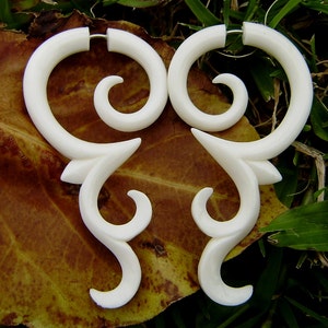 Fake Gauge Earrings,split Gauge ,bone,tribal Style,hand Craved ,cheater ...