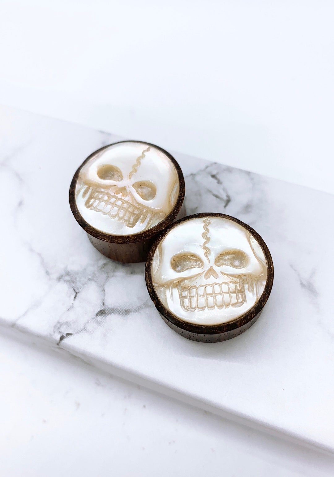 Real Gauge, Natural Sono Wood, Mother of Pearl Shell, Handmade, Tribal ...