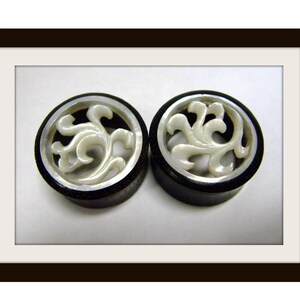 Real Gauge, Natural Sono Wood, Shell, Hand Made, Tribal 14mm, 16mm ...