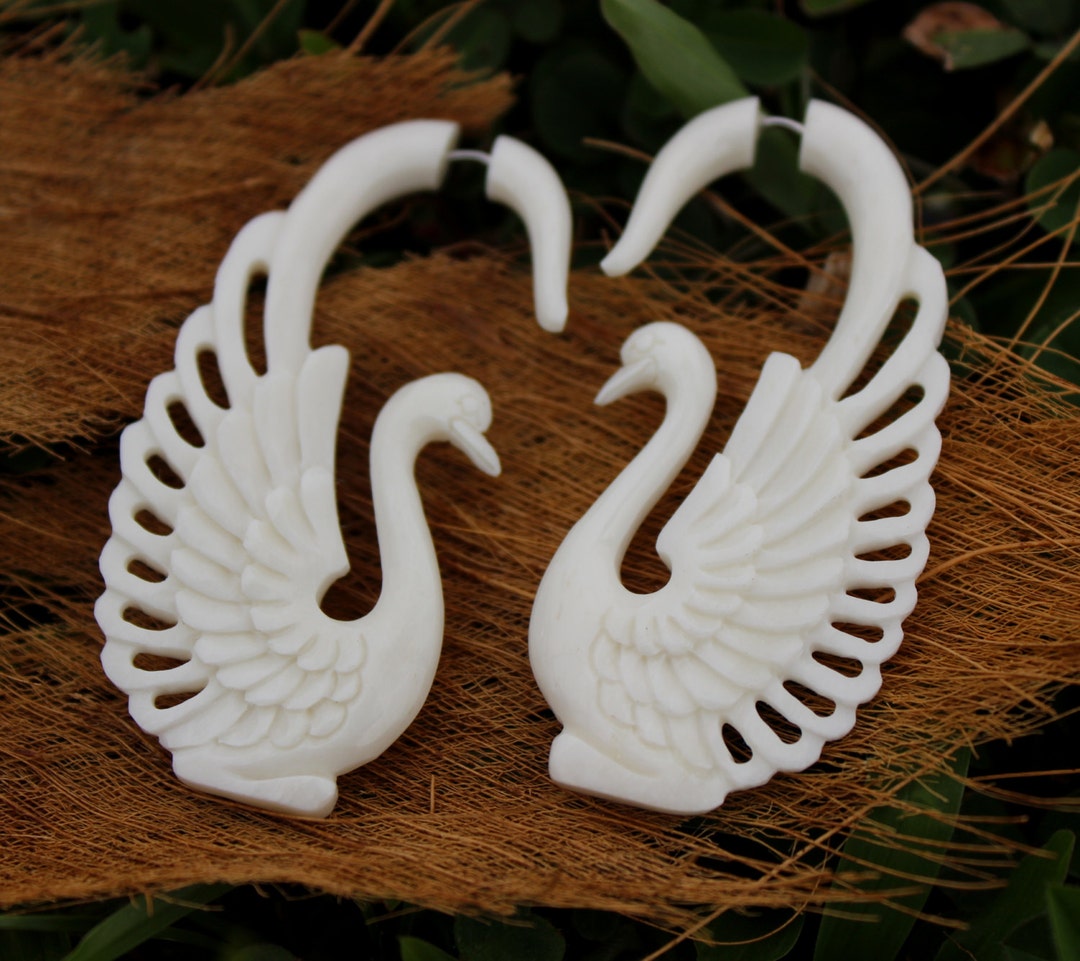 Fake Gauge Earrings, Natural Bone , Gauge Earrings ,hand Craved,fake ...