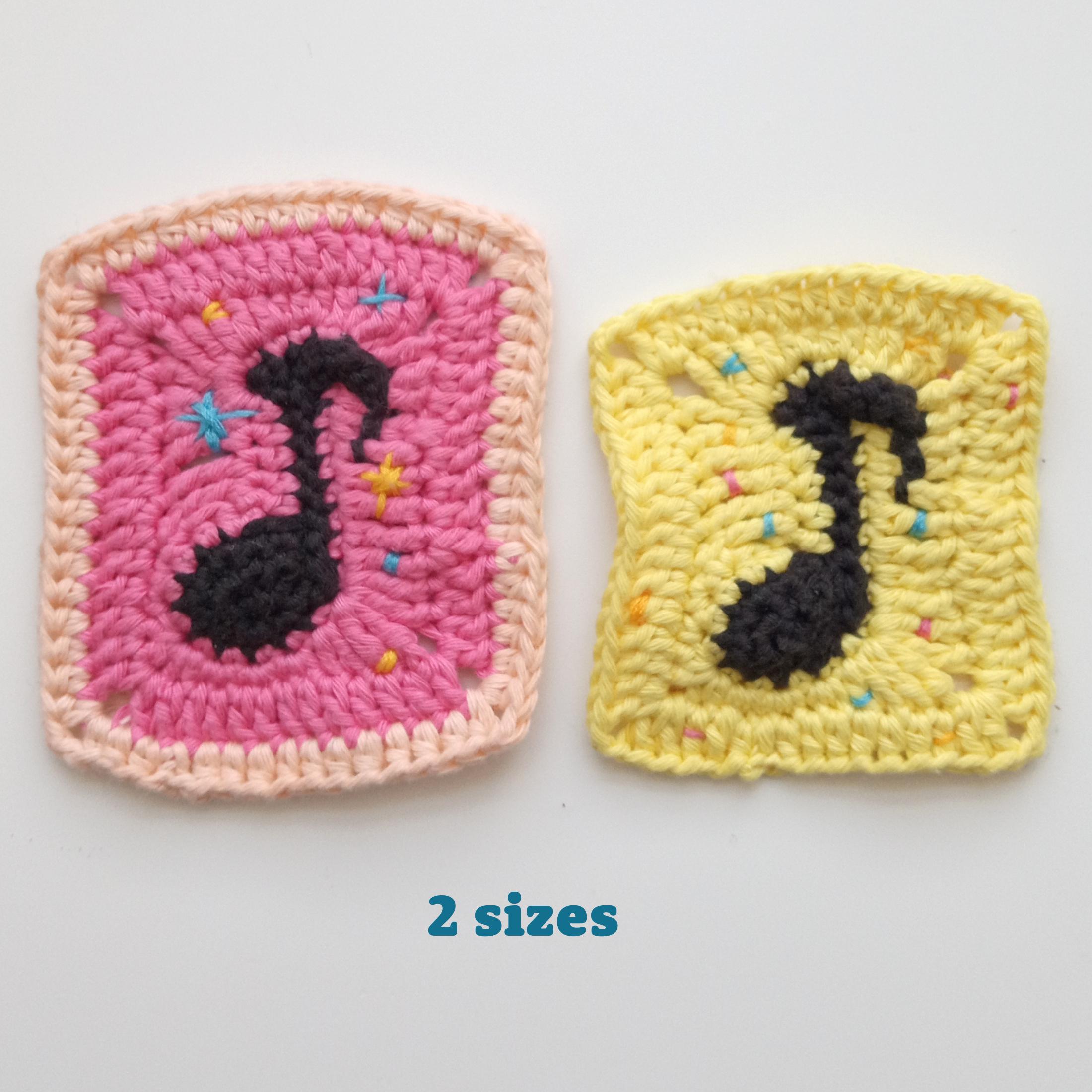 Music Note Crochet Square PDF Crochet Pattern - 2 Sizes Beginner ...