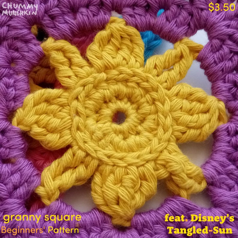 Disney’s Tangled-sun PDF Crochet Granny Square Pattern Beginner ...