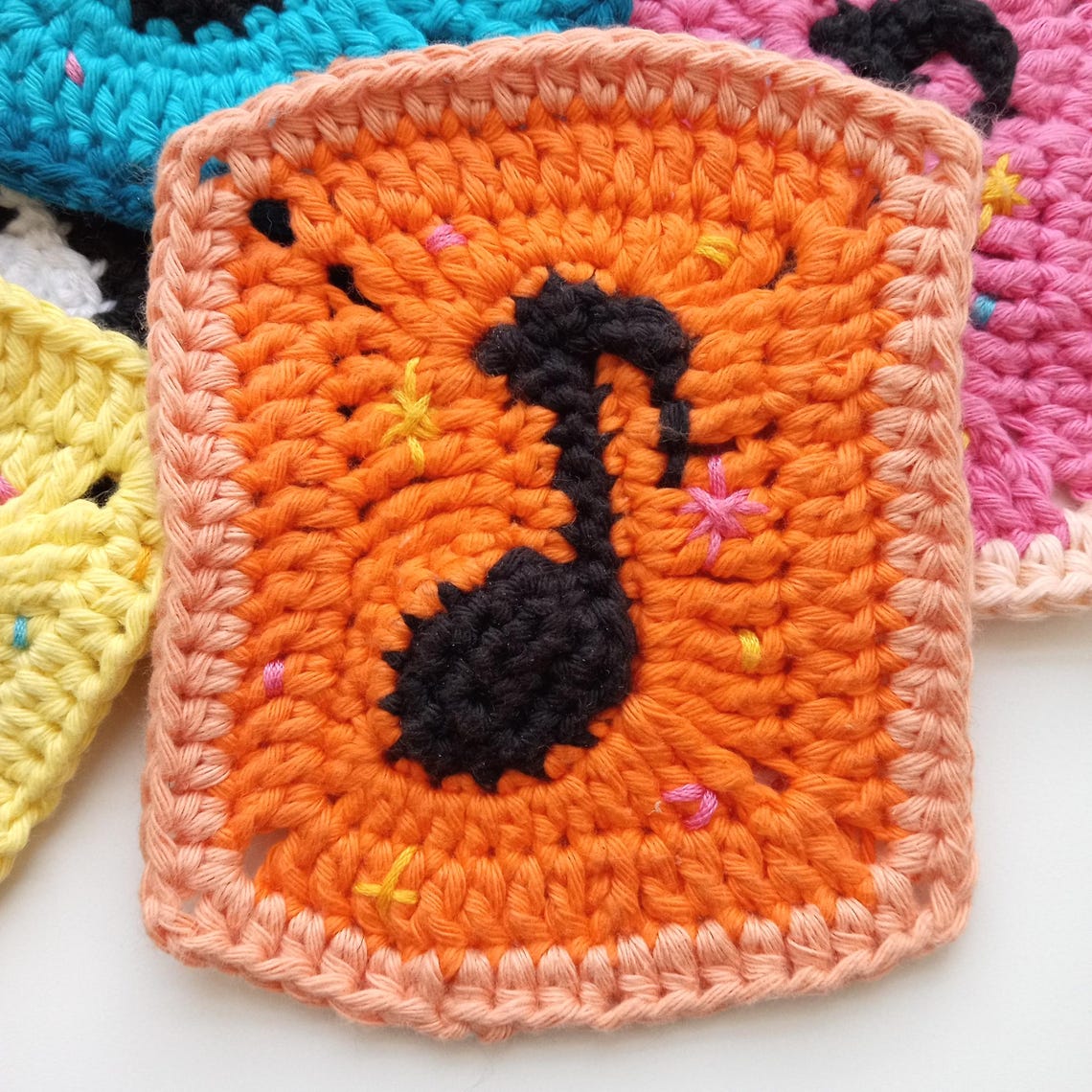 Music Note Crochet Square PDF Crochet Pattern - 2 Sizes Beginner ...
