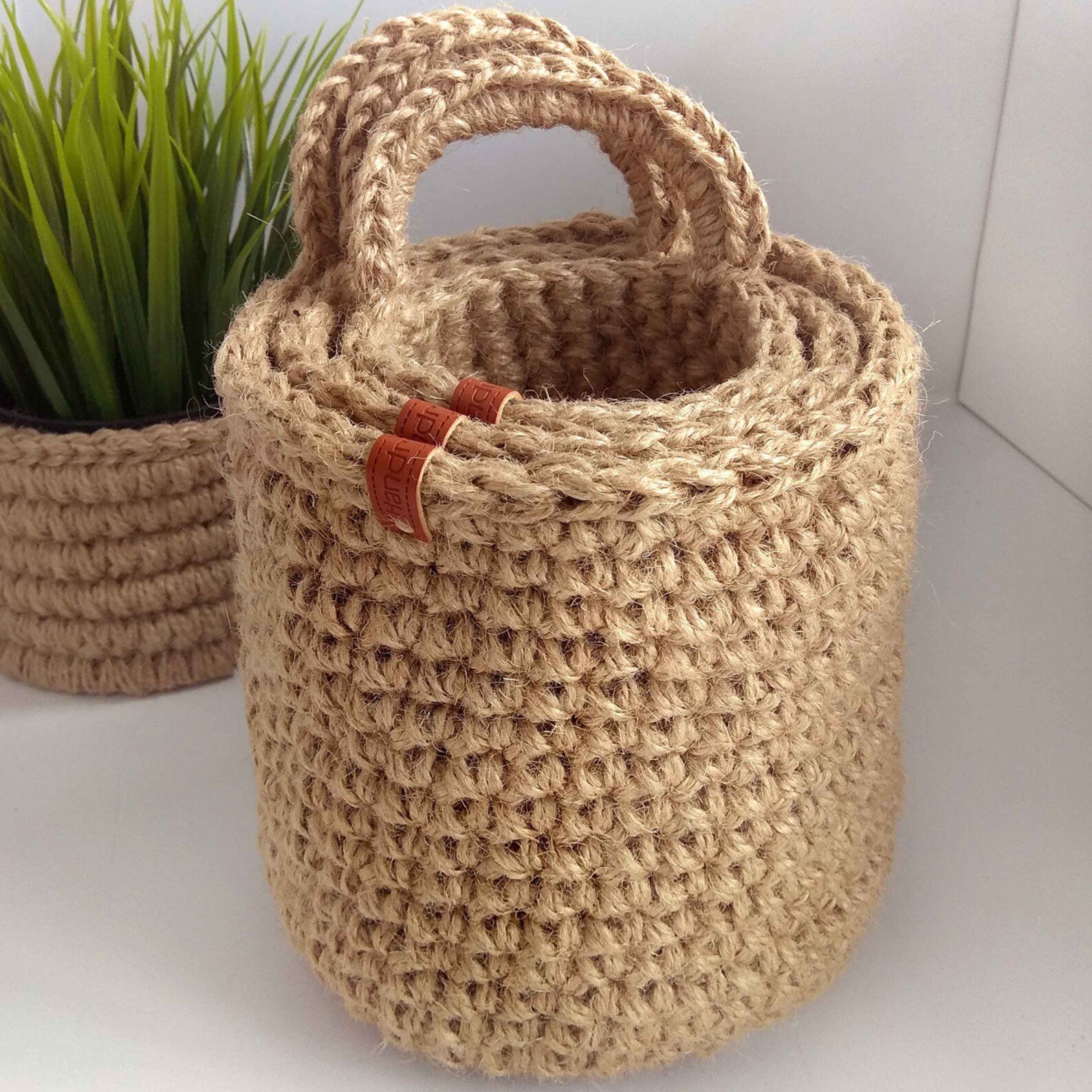 Crochet Pattern Hanging Wall Baskets Vegetable Baskets Set Jute Basket ...