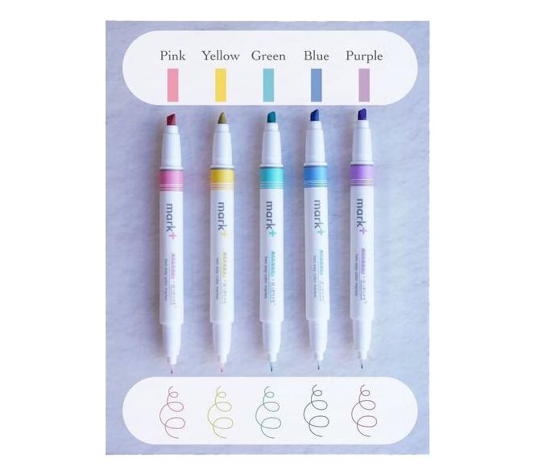 KOKUYO Mark+ 2 Way Marker - Set of 5 -back to School Arts Office ...
