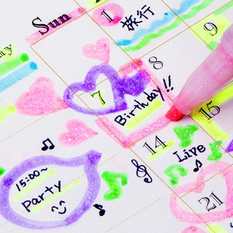 Zebra Kirarich Glitter Highlighter Marker 5-color Set – Sparkling Ink ...