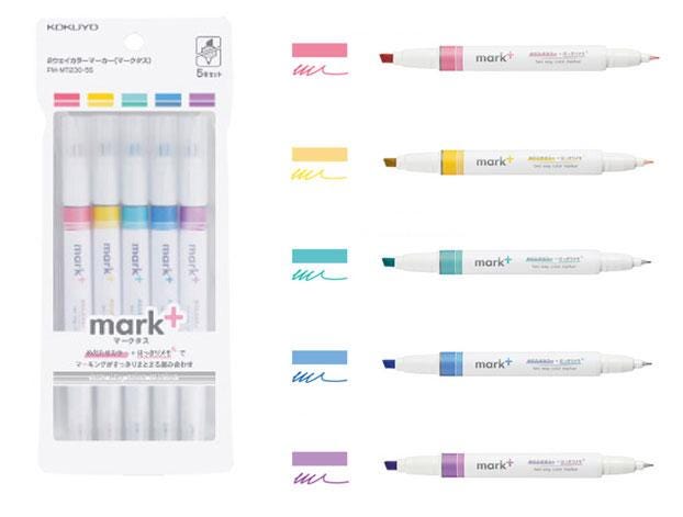 KOKUYO Mark+ 2 Way Marker - Set of 5 -back to School Arts Office ...