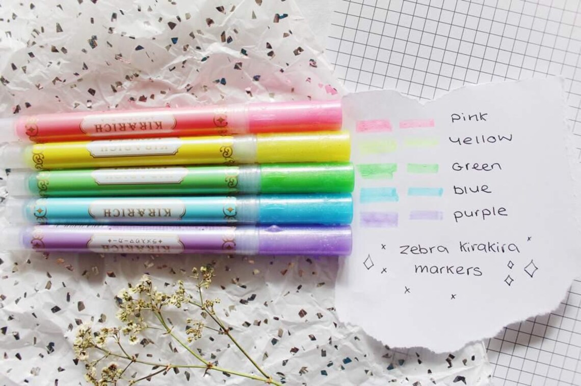 Zebra Kirarich Glitter Highlighter Marker 5-color Set – Sparkling Ink ...