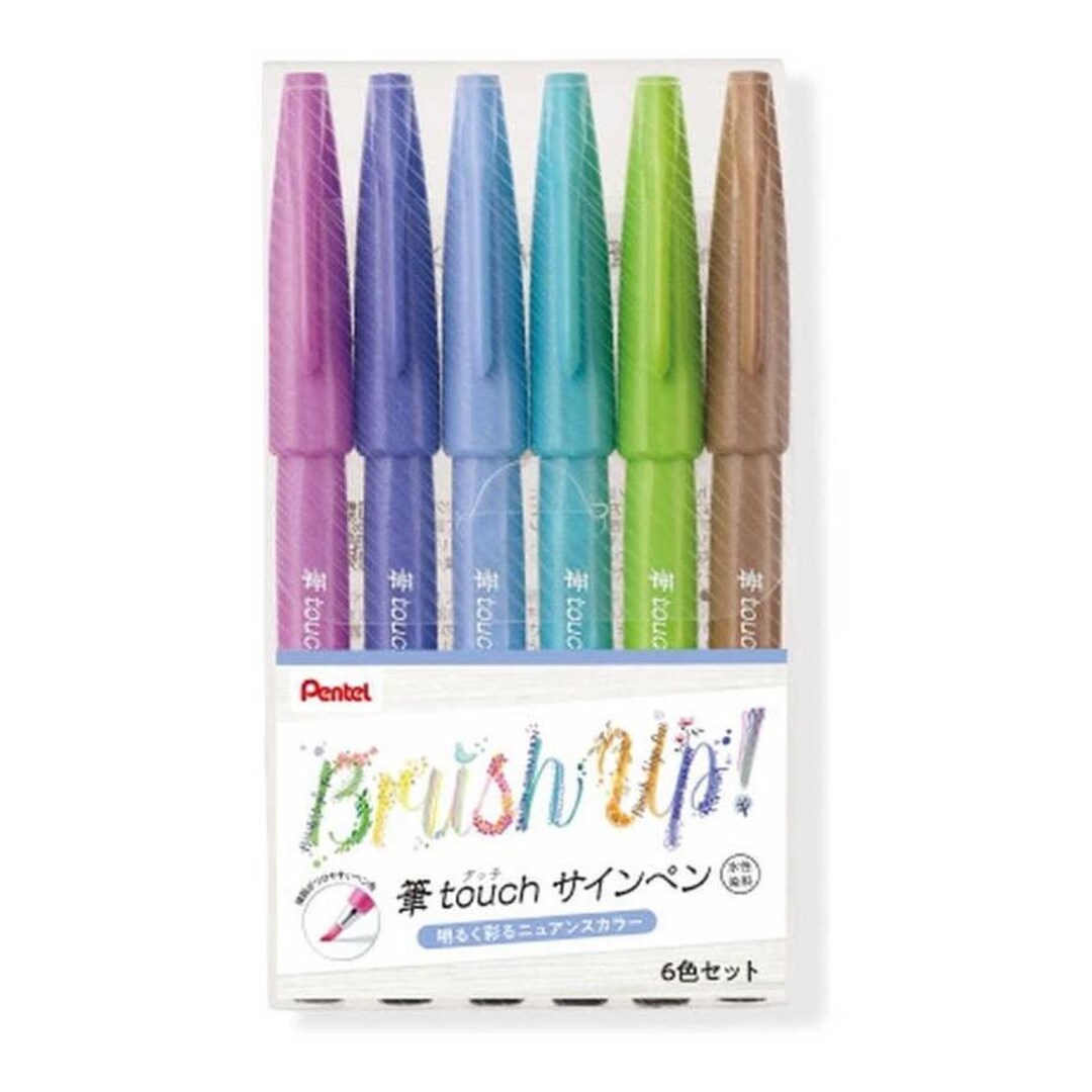 Pentel Brush up Sign Pen Set ( 6 Colors ) - Assorted Calligraphy ...
