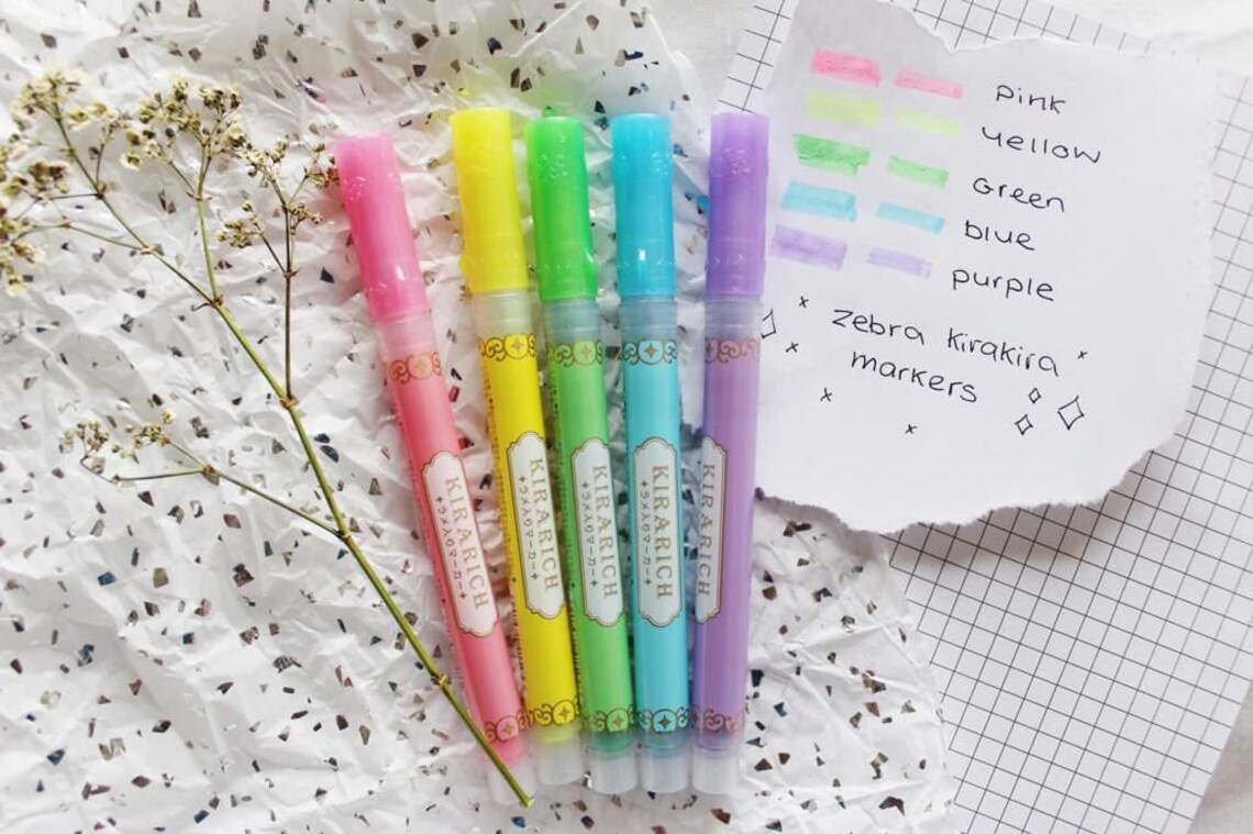 Zebra Kirarich Glitter Highlighter Marker 5-color Set – Sparkling Ink ...