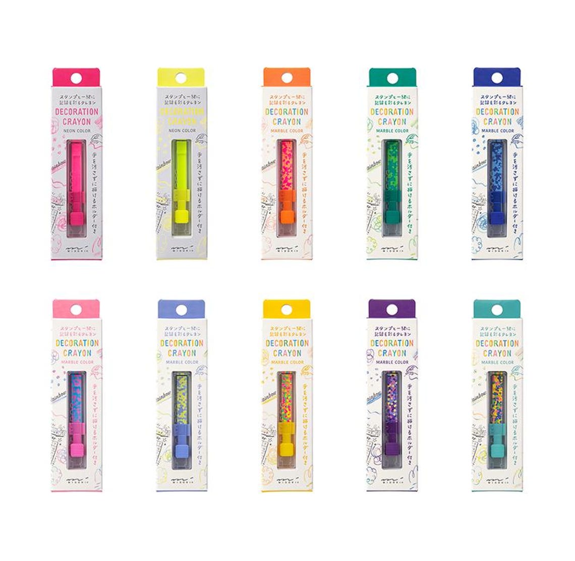 Midori Decoration Crayons / Smooth & Vibrant Multi Marble Colours ...