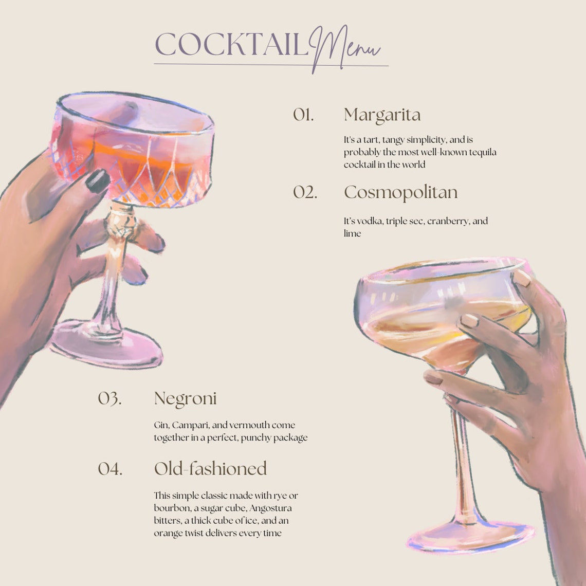 Cocktail Menu Wedding, Minimalist Bar Menu Board, Printable Wedding ...
