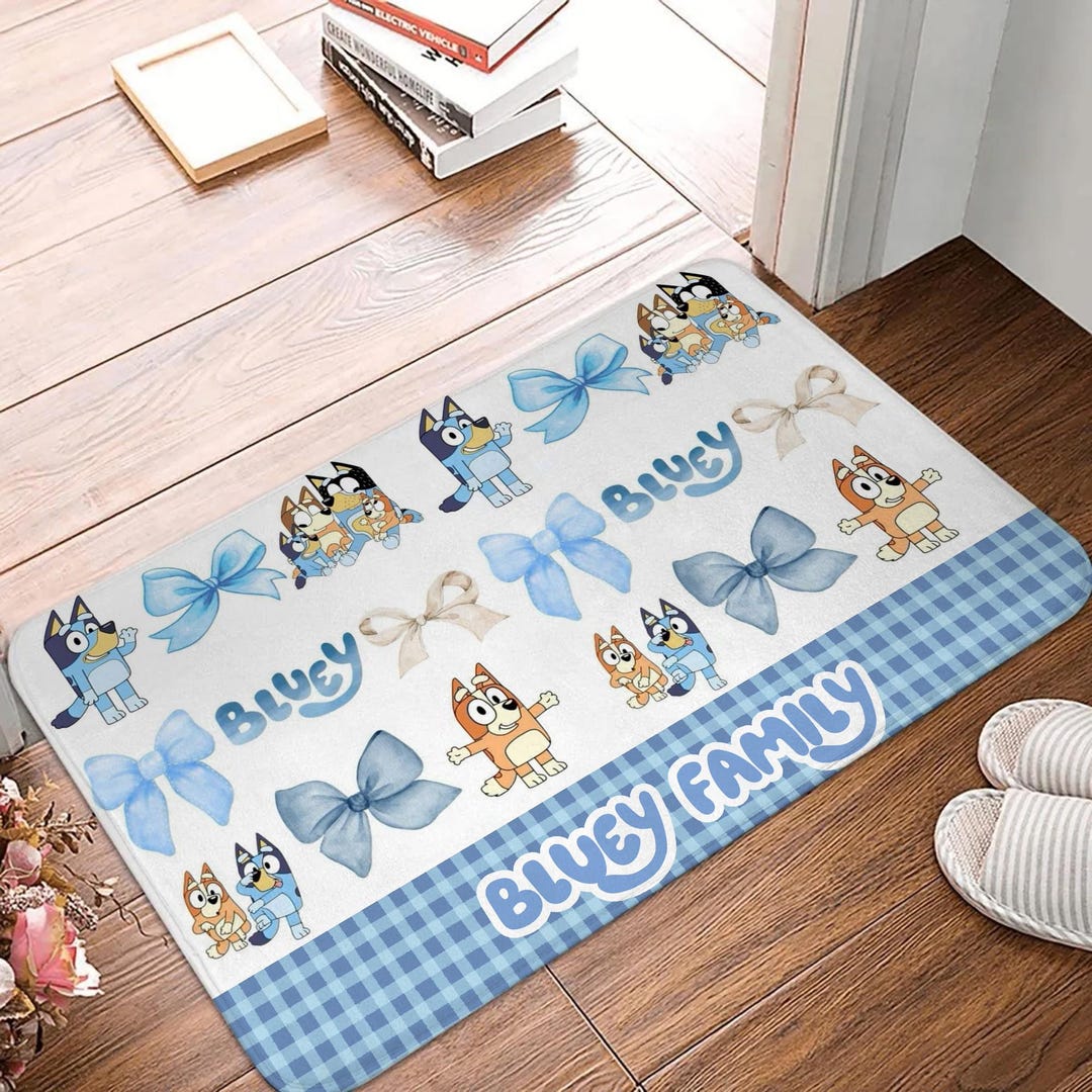 Bluey Family Doormat, Custom Bluey Welcome Mat, Home Decor, Welcome Mat ...