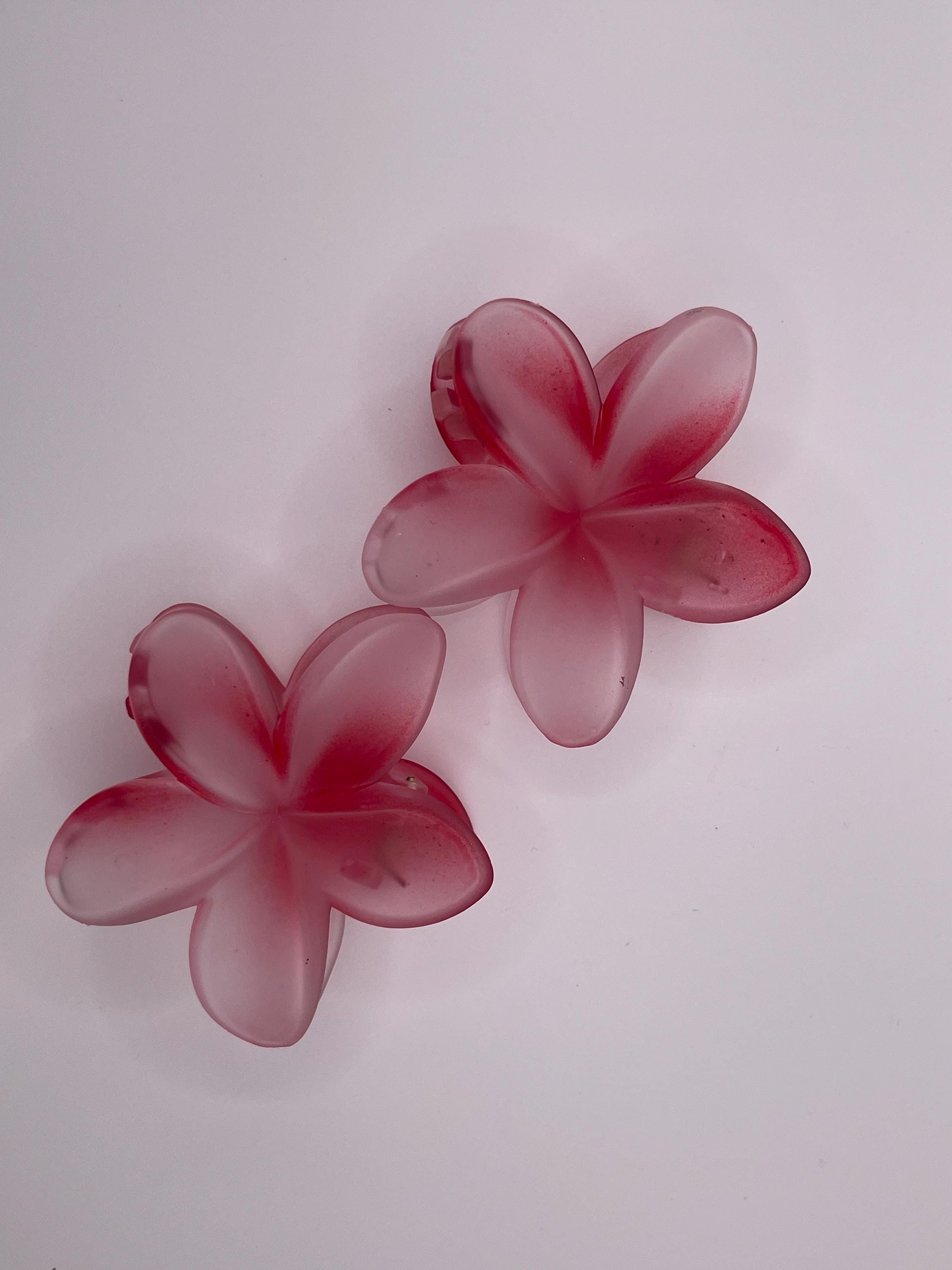 Set of 2 Matte Gradient Plumeria Flower Hair Claw Clip,hibiscus Hair ...