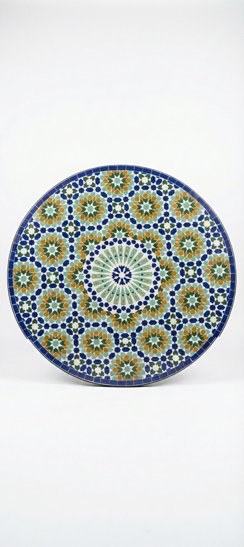 Moroccan Zellige Round Table | Handmade Fez Mosaic Coffee and Dining ...