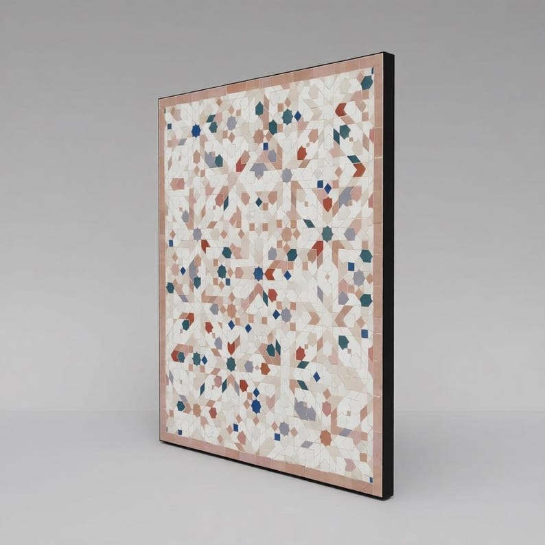 Handmade Moroccan Zellige Wall Art – Geometric Mosaic Tile Panel for ...
