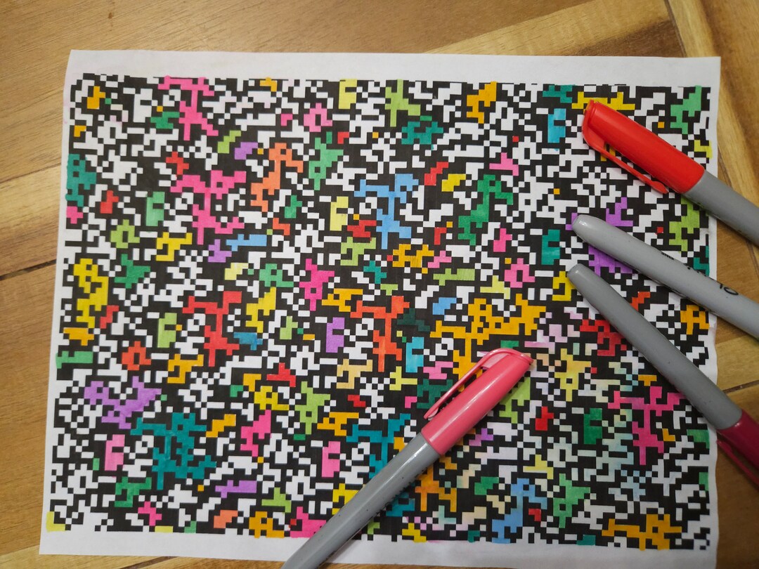 Adult Coloring, Pixel, Art, Digital Download, QR Code, Pages, Sheets - Etsy