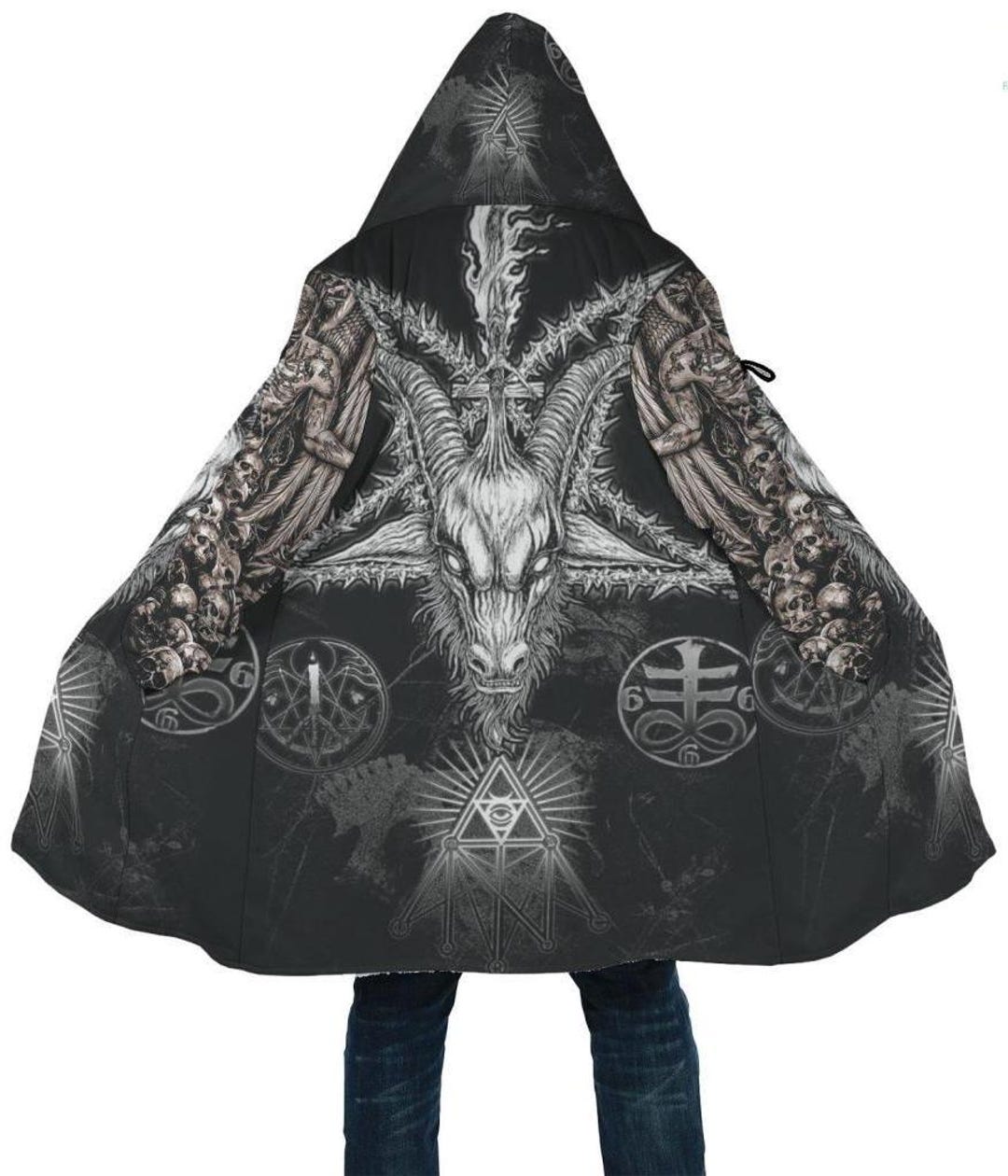 Baphomet Goat Head Cross of Leviathan Occult Satanic Cloak, Viking ...