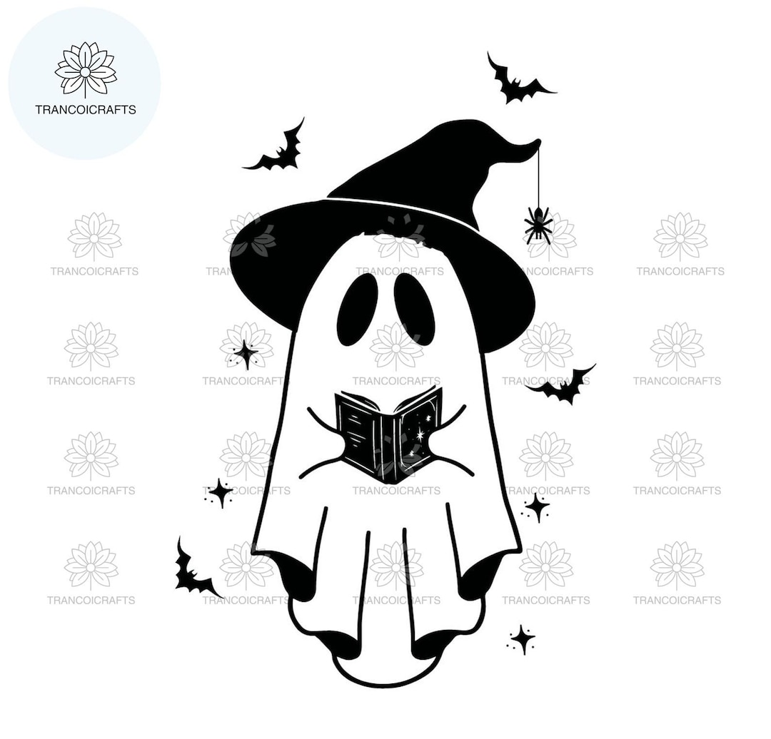 Ghost Book SVG, Ghost Read More Books, Ghost Reading Book SVG, Ghost ...