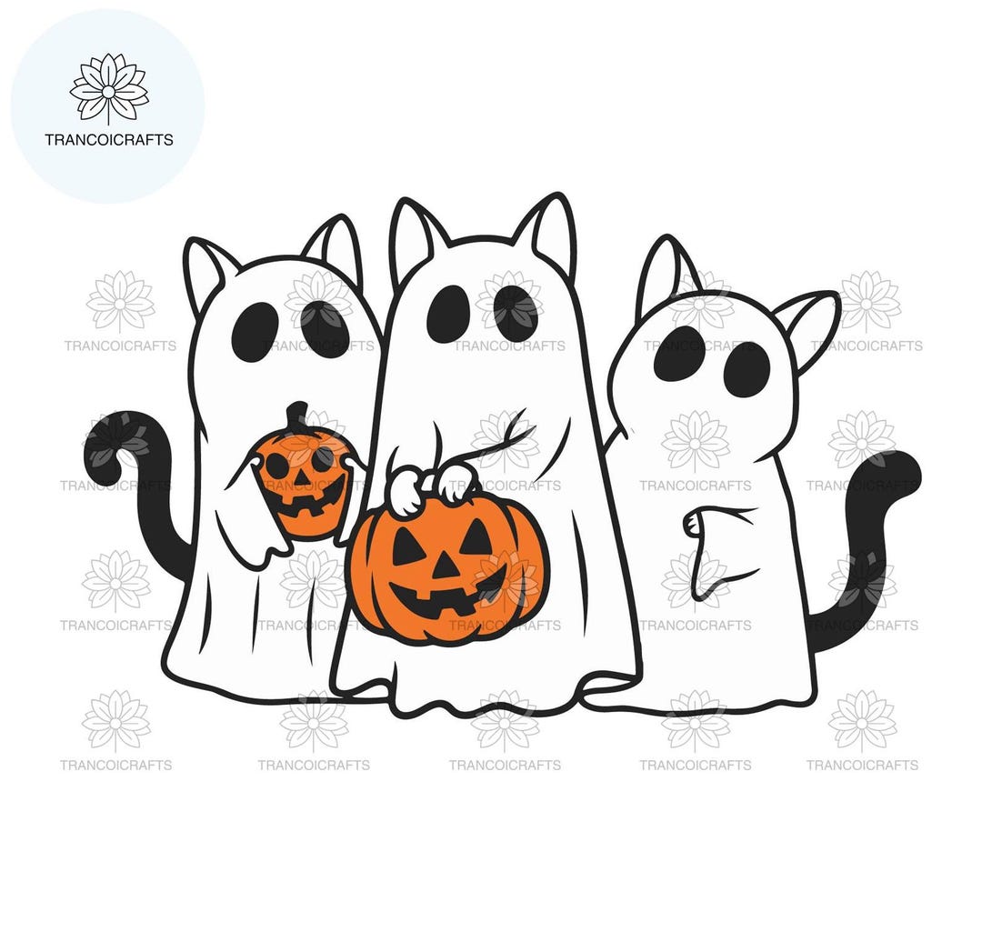 Сute Ghost Cat Svg, Ghost Cat Svg, Cat Lovers, Halloween Cat Svg ...
