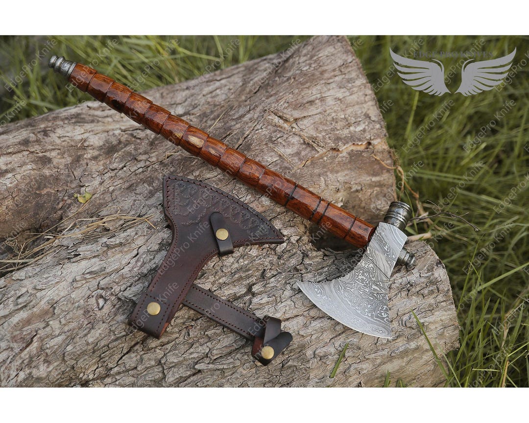 Damascus Hunting Axe With Sheath Smoking Pipe Axe Gift for Him ...