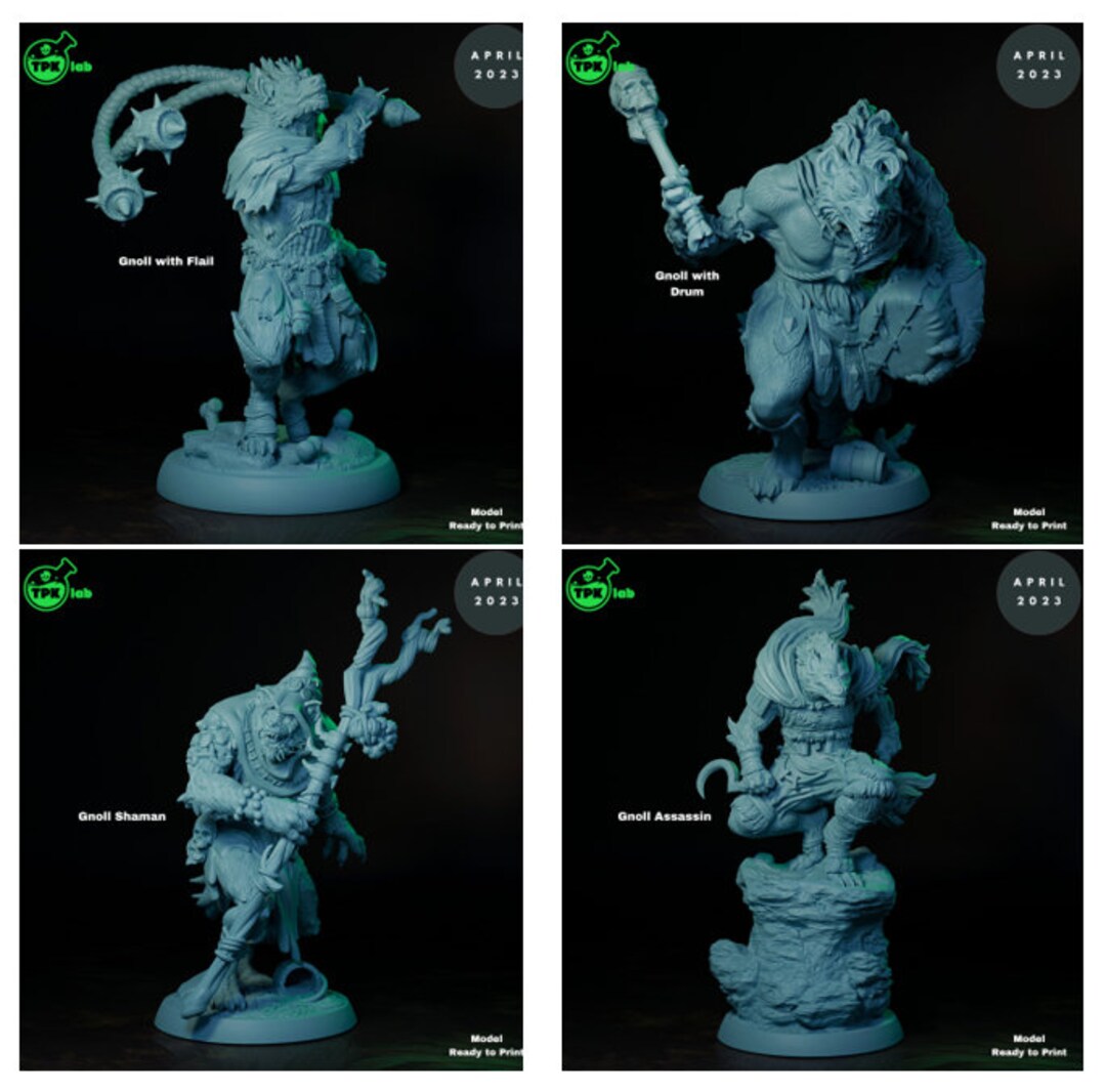 Gnoll War Pack - TPK Labs - 3D Printed Resin Minis - Dungeons & Dragons ...