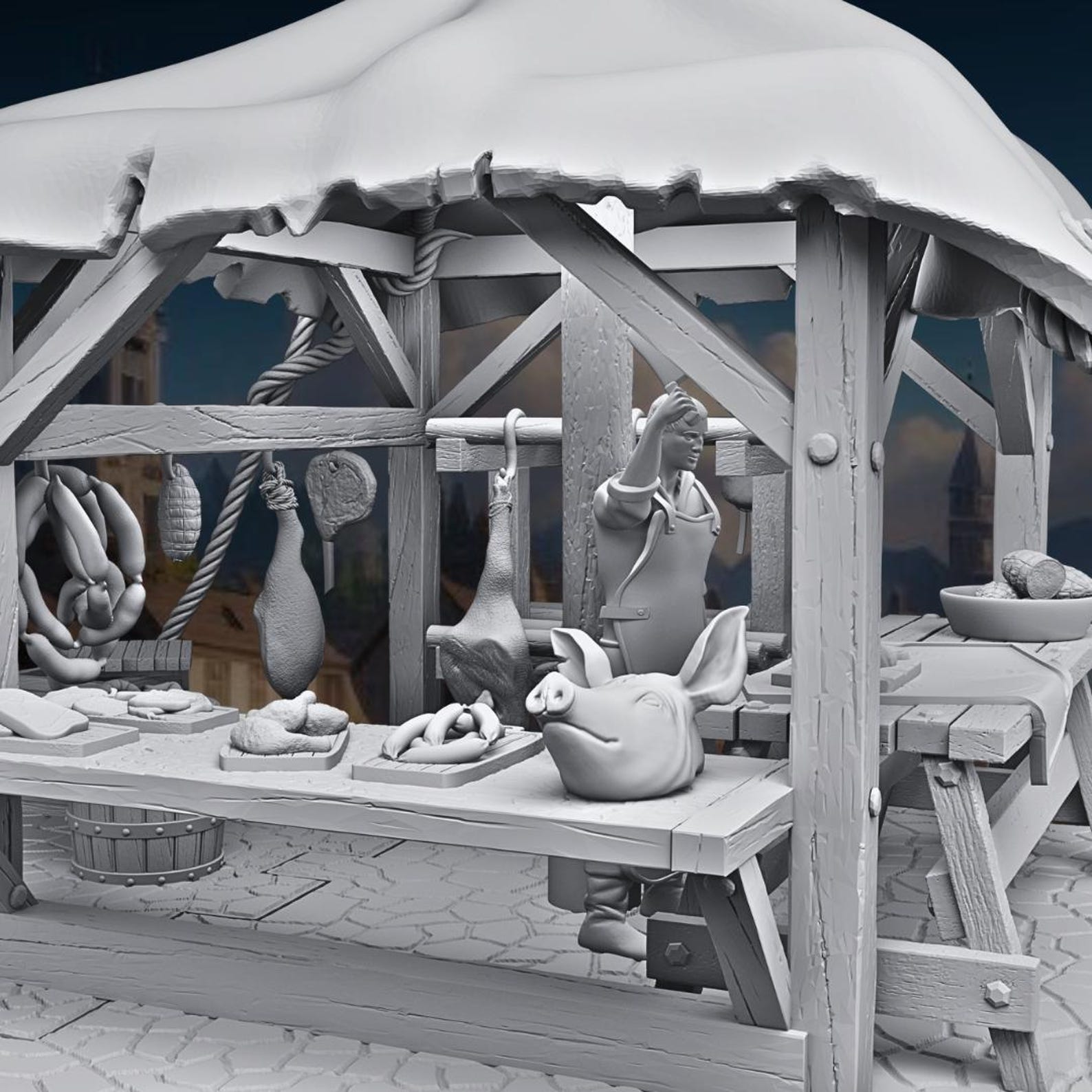 Butcher Stall - Meat Vendor - Marketplace - Shop- RPG - Terrain - Let's ...