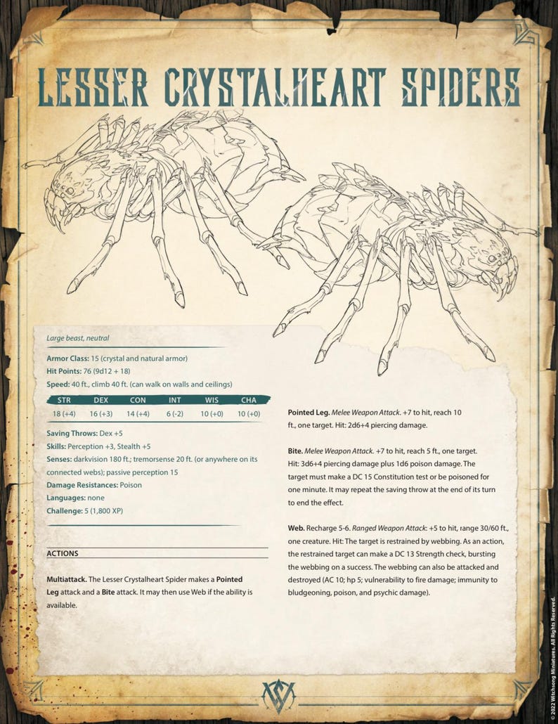 Crystalheart Spiders - D&D - TTRPG - Construct - Boss - Minions ...