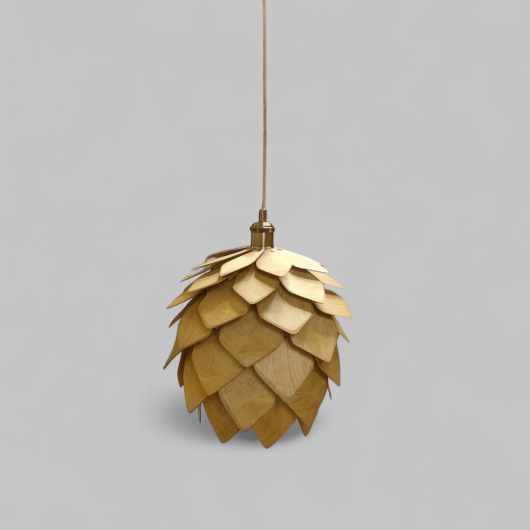Handmade Oak Ceiling Light Minimalist Wooden Pendant Lamp Scandinavian ...