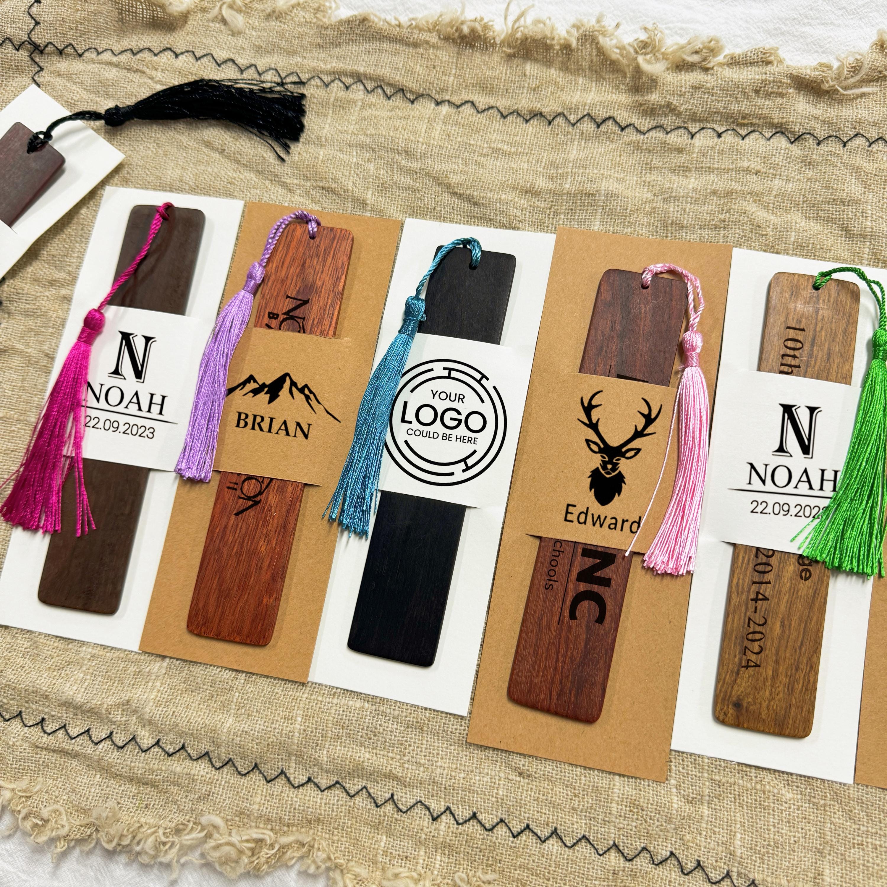 Custom Logo Wooden Bookmark, Tassel Engraved Wood Bookmarks, Corporate ...