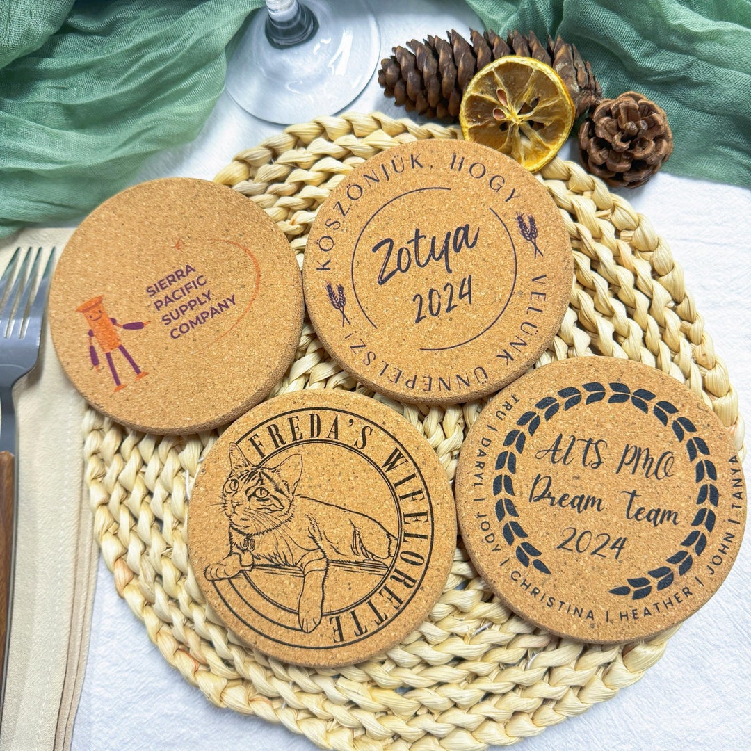 Custom Logo Cork Coaster, Corporate Gift Bulk, Gift for Employee ...