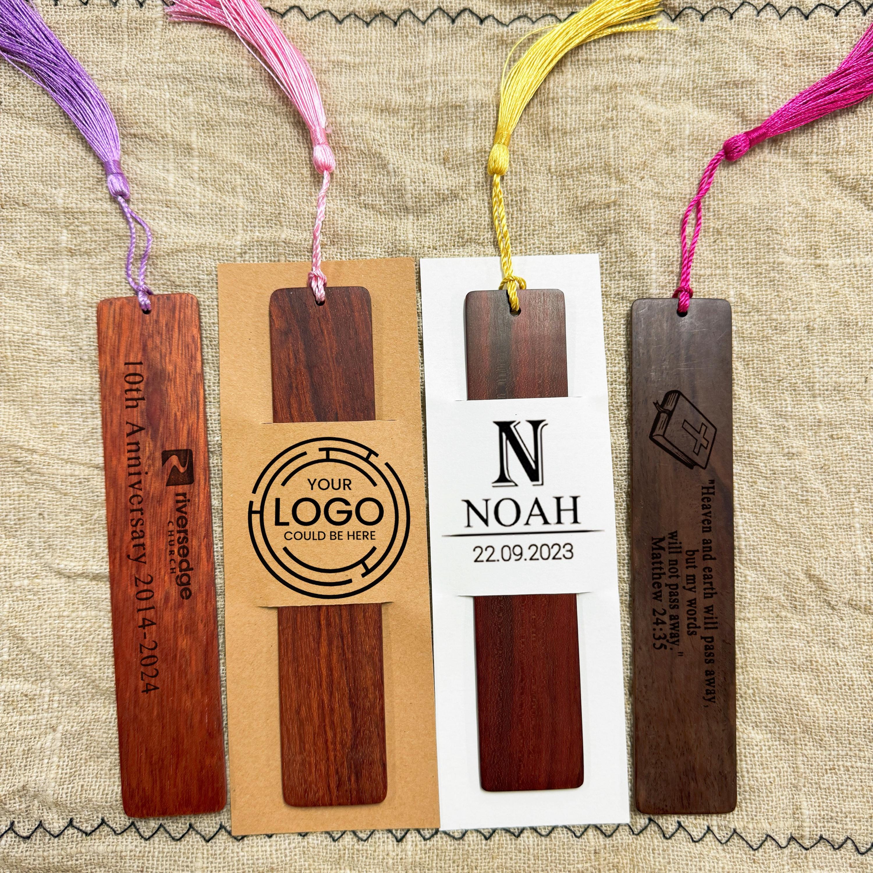 Custom Logo Wooden Bookmark, Tassel Engraved Wood Bookmarks, Corporate ...