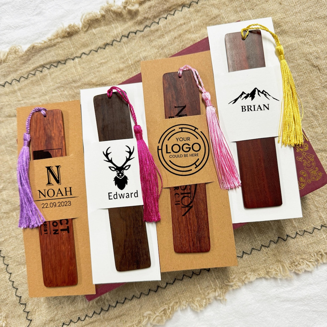 Custom Logo Wooden Bookmark, Tassel Engraved Wood Bookmarks, Corporate ...